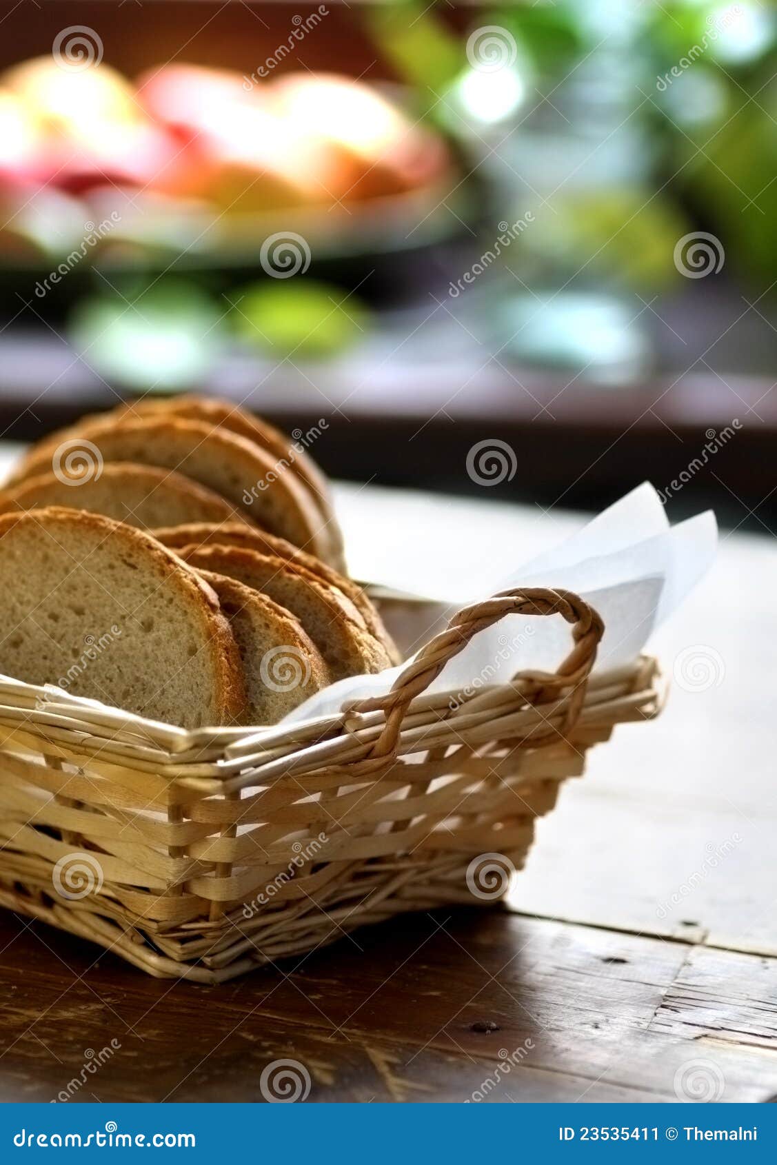 White Bread in Woven Basket Stock Image - Image of food, wooden: 23535411