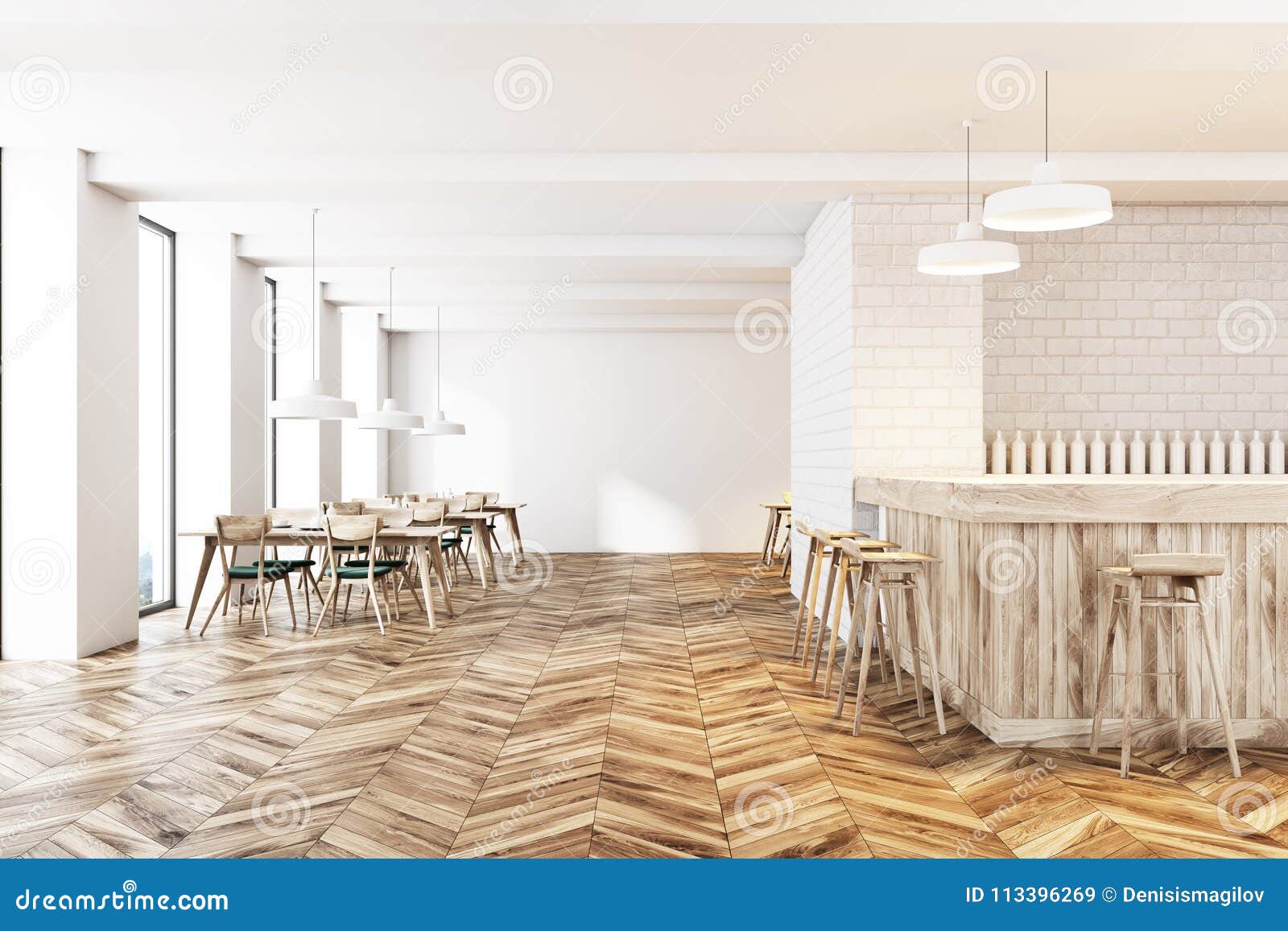 White brick bar interior stock illustration. Illustration of european ...