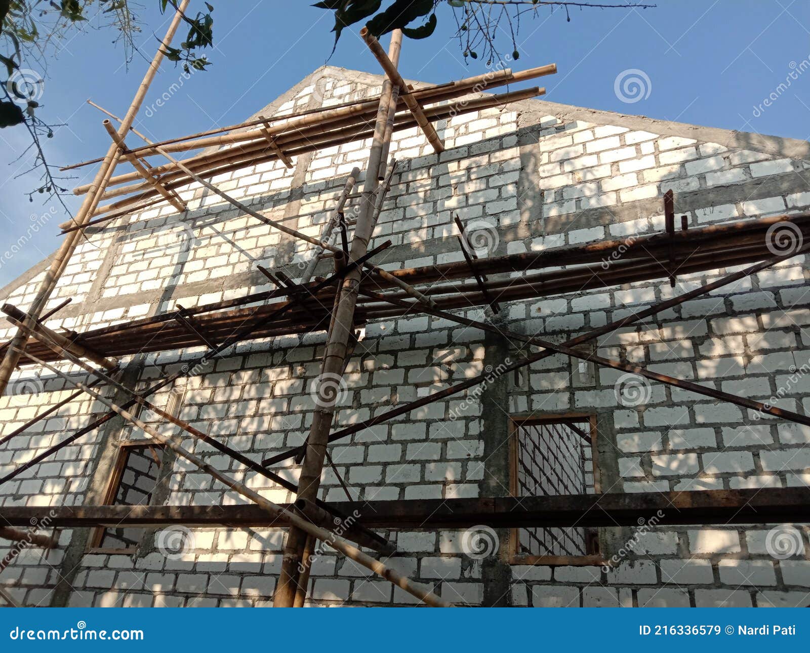 White Brick House Building is Not Finished yet Stock Image - Image of ...