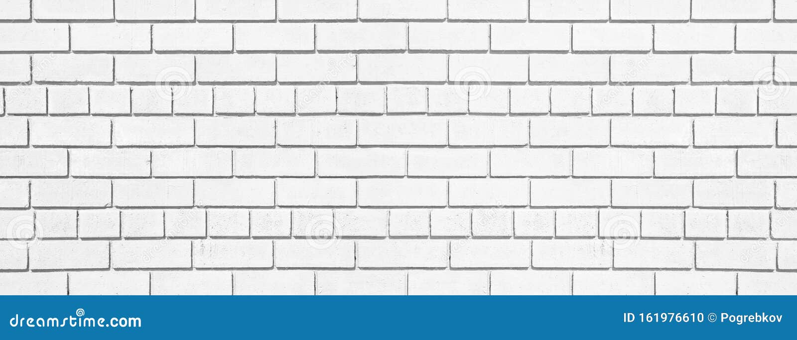 White Brick Long Texture. Lime Washed Brickwork Wide Background. Light ...