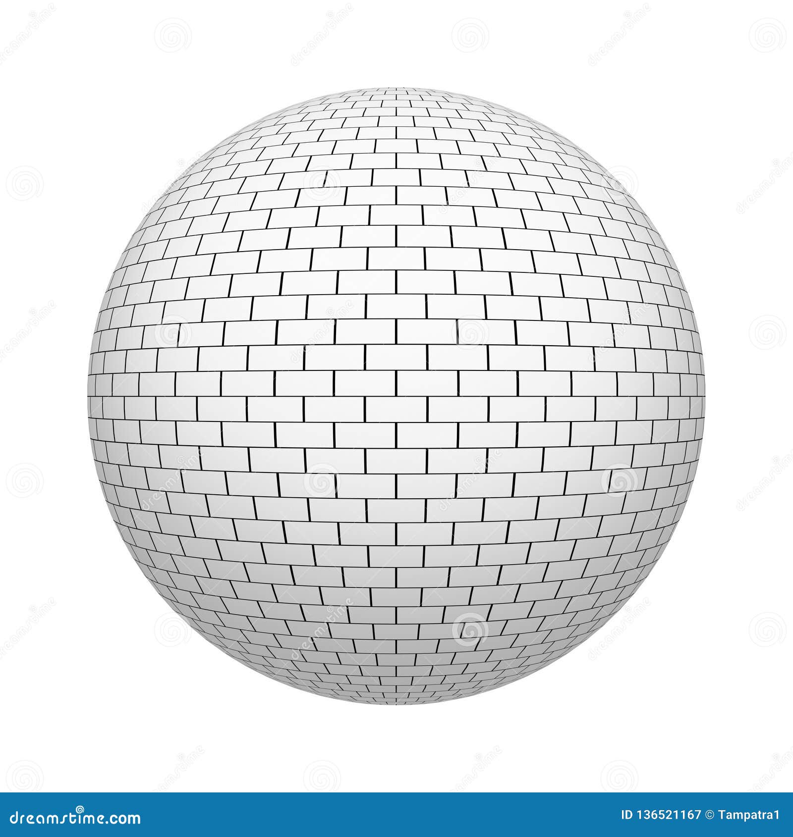 White Brick Pattern Texture of Sphere or Ball, Geometric Shape Isolated ...