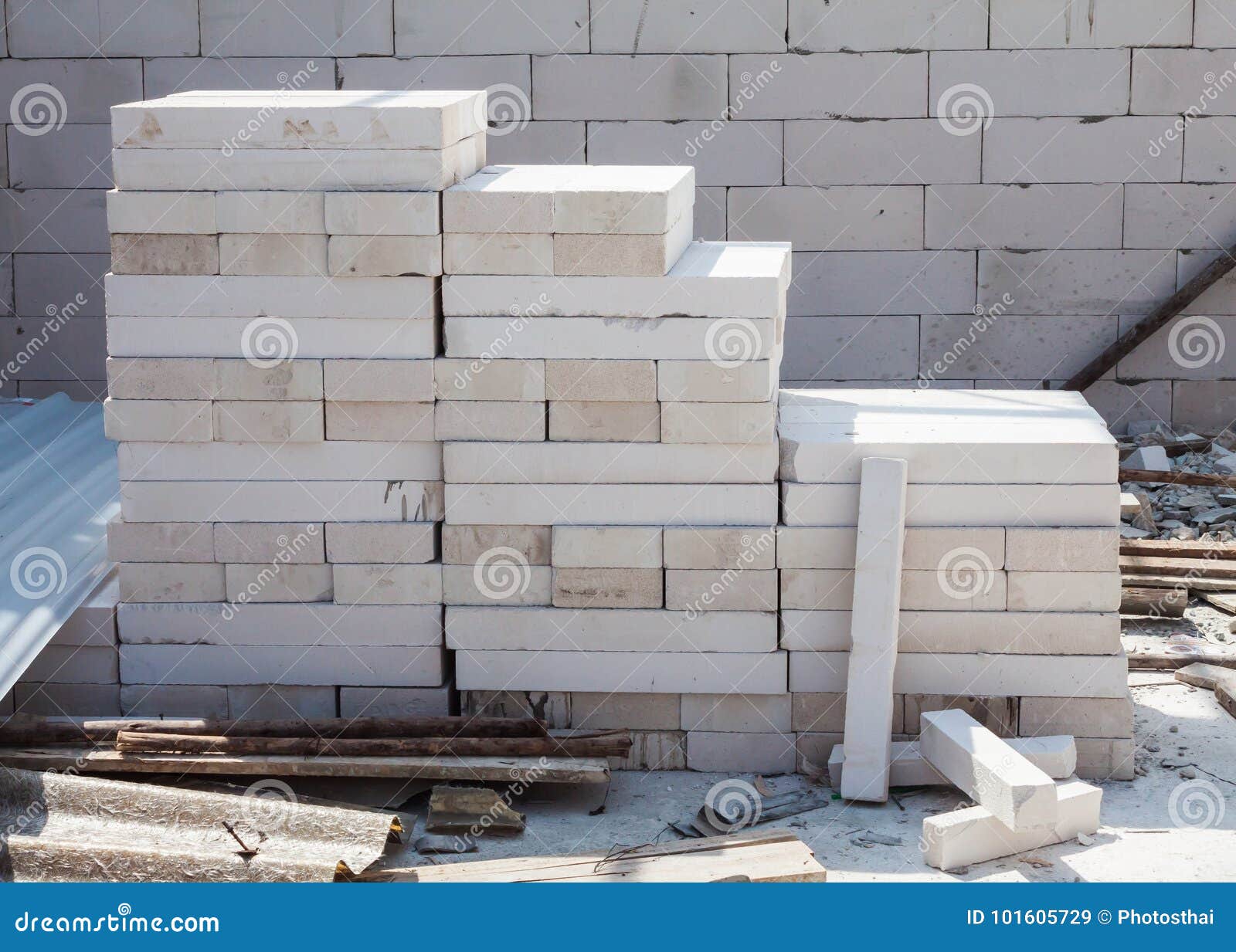 White Brick Wall of Construction. Stock Image - Image of meterial ...