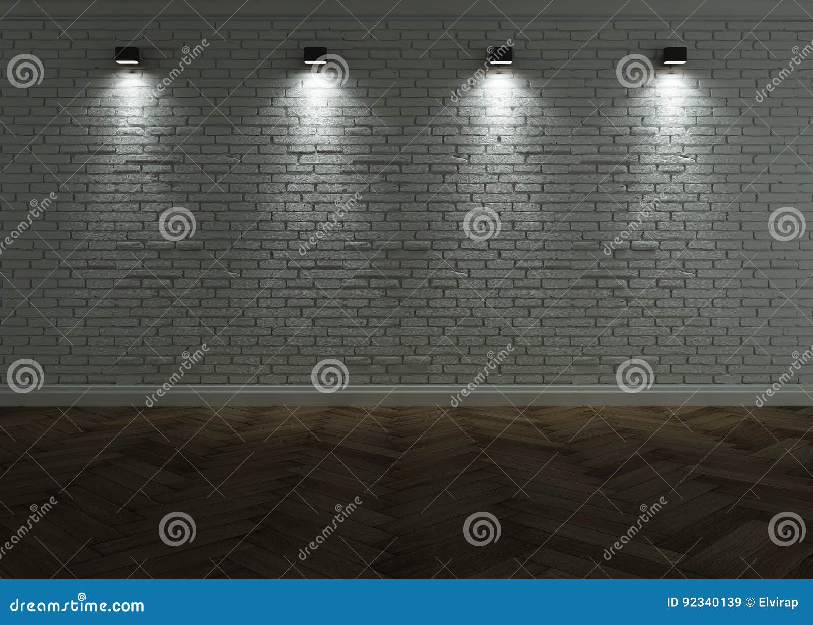 White Brick Wall with Lighting Stock Illustration - Illustration of ...