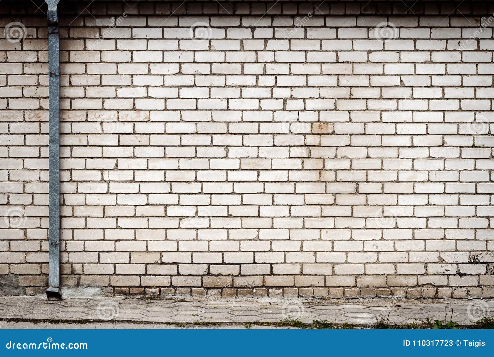 White Brick Wall with a Rain Pipe Stock Image - Image of design, iron ...