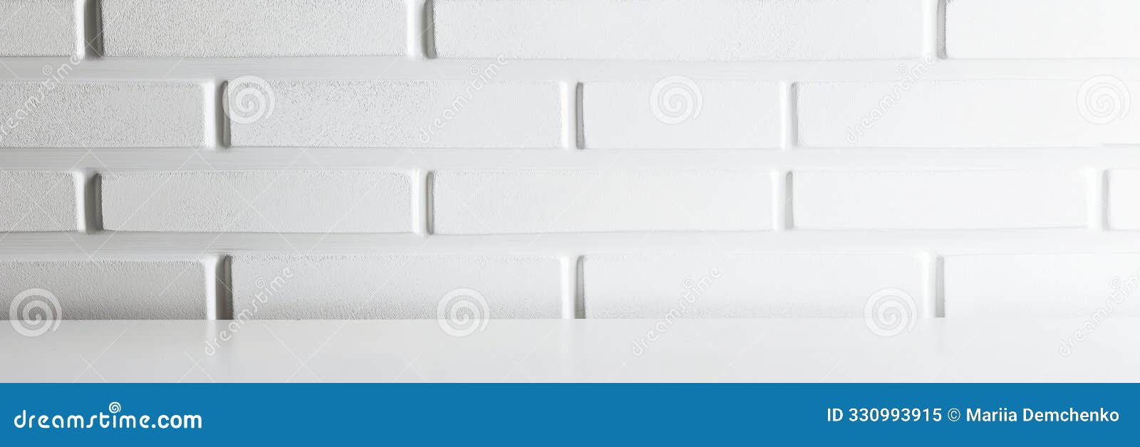White Brick Wall and Tabletop Surface in Minimalistic Setting Banner ...