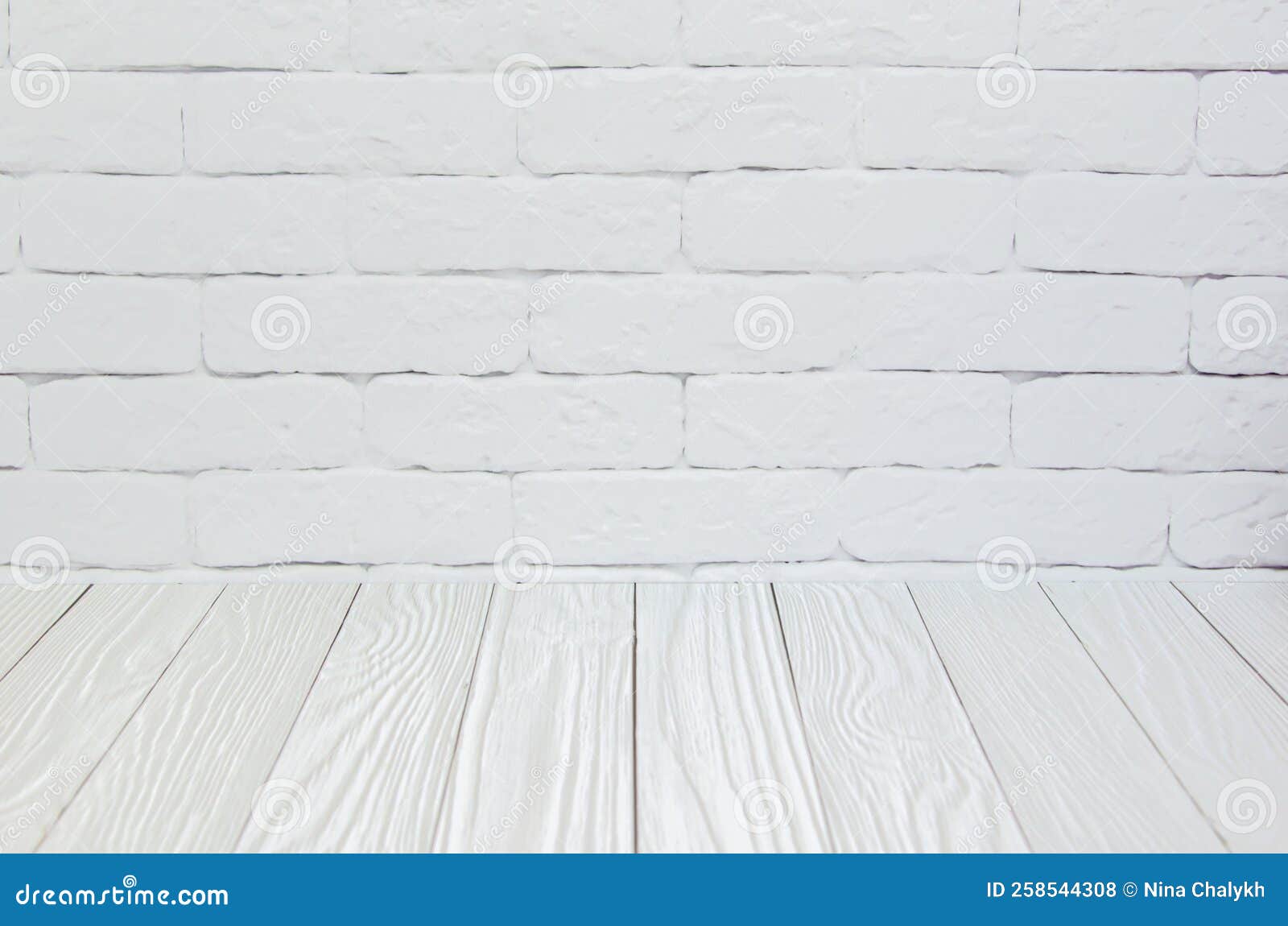 White Brick Wall, Texture Boards Floor. Background, Template, Blank for ...