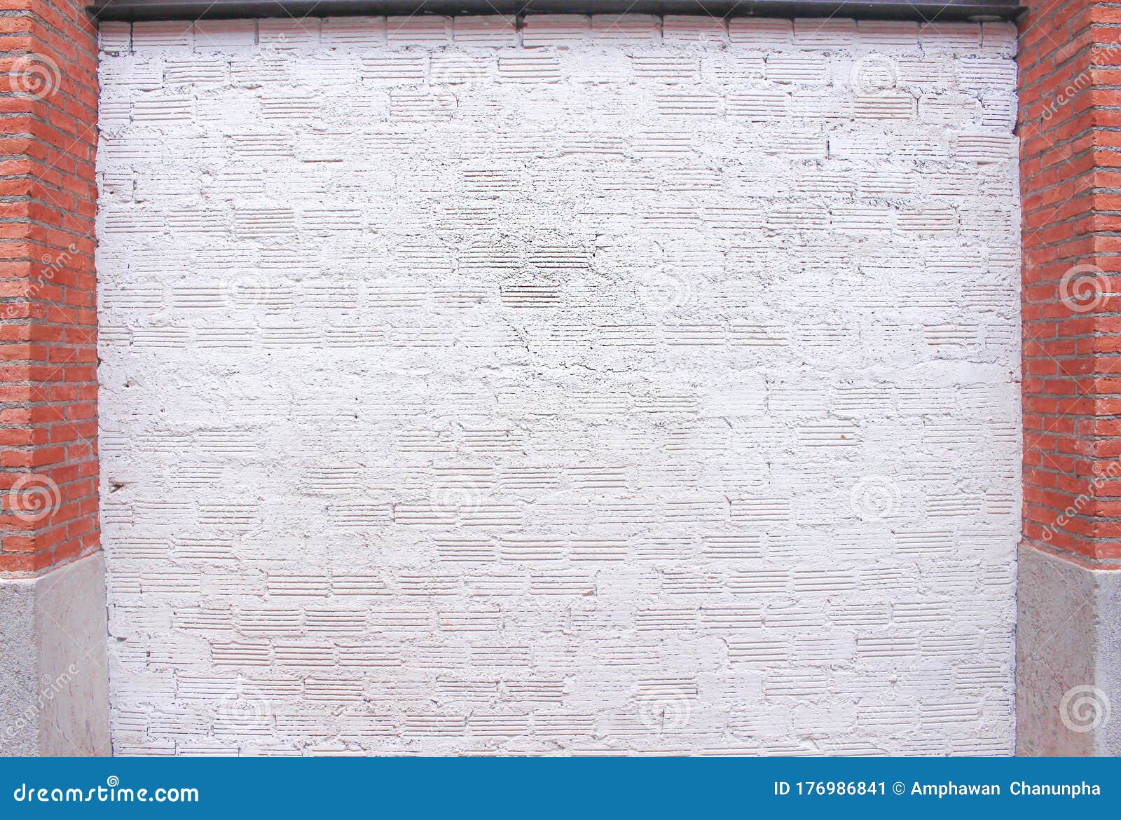 White Brick Wall Texture and Red Pole on Background , Copy Space Stock ...