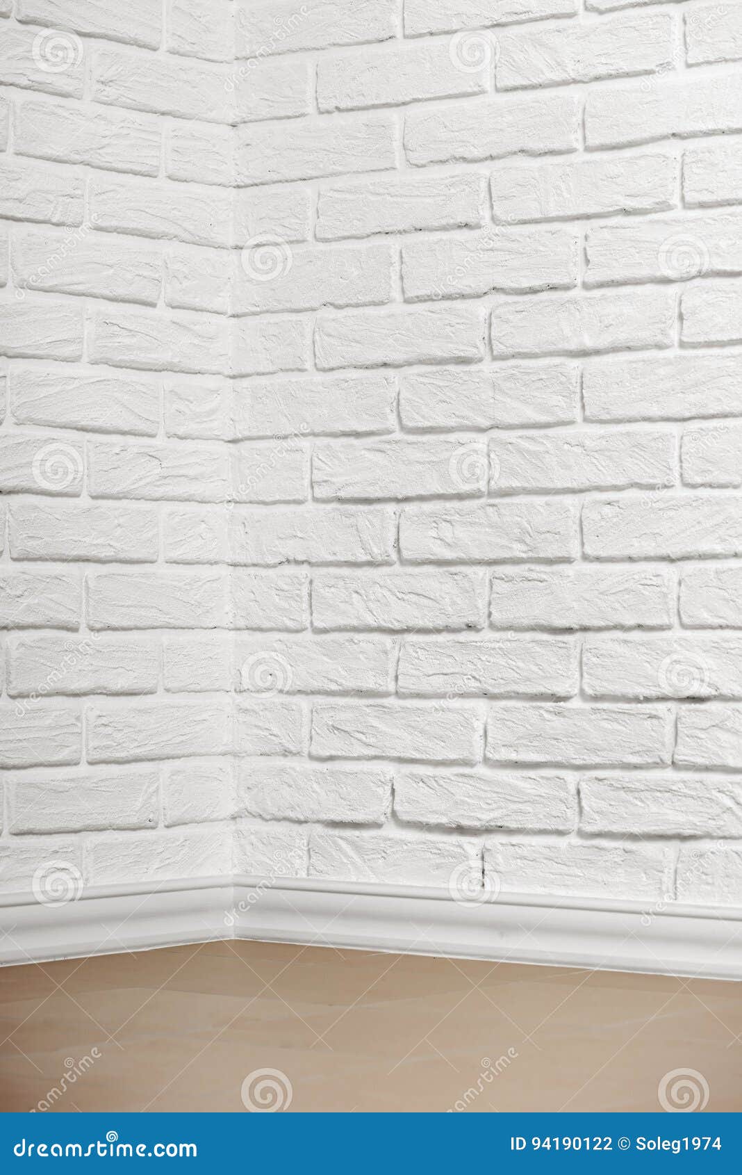 White Brick Wall with Tiled Floor and Corner, Abstract Background Photo ...