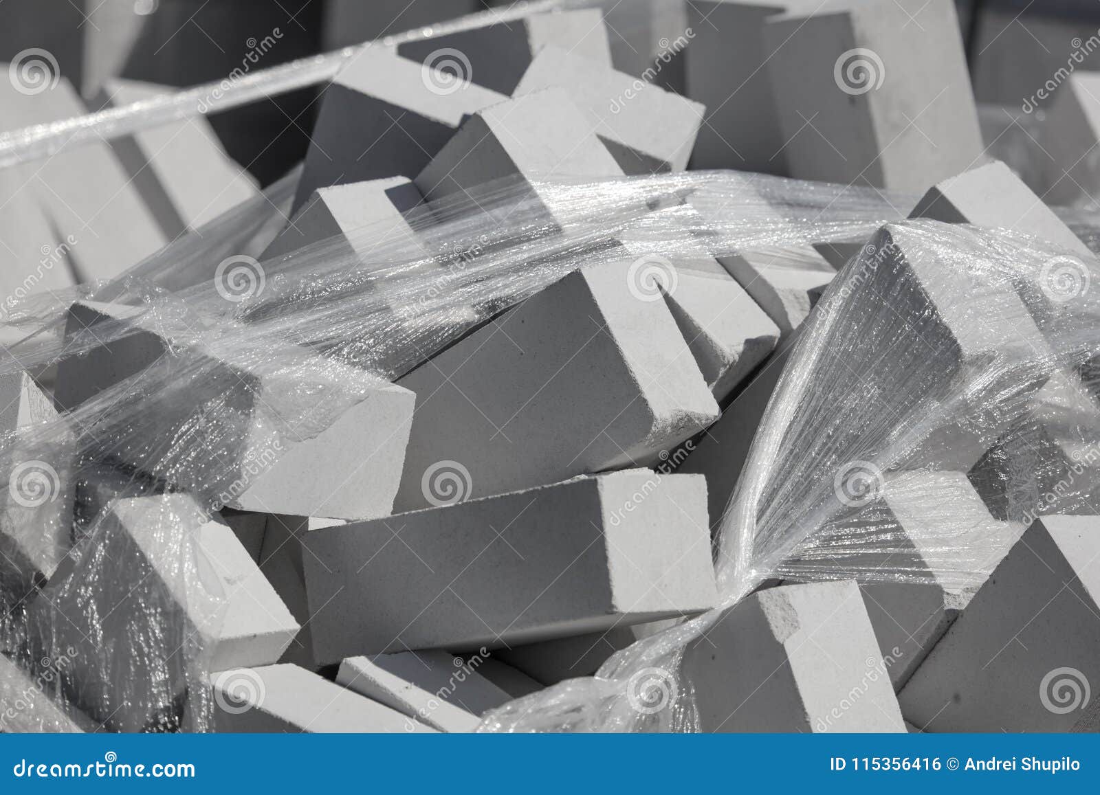 White Bricks on the Construction Site As a Building Material Stock ...