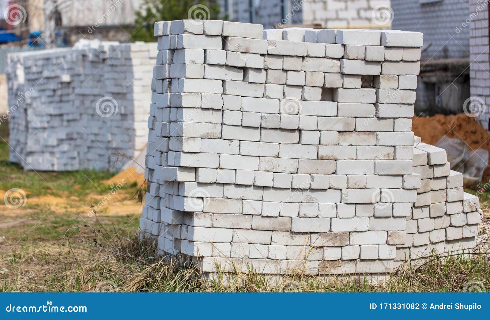 White Bricks at a House Construction Stock Photo - Image of brick ...