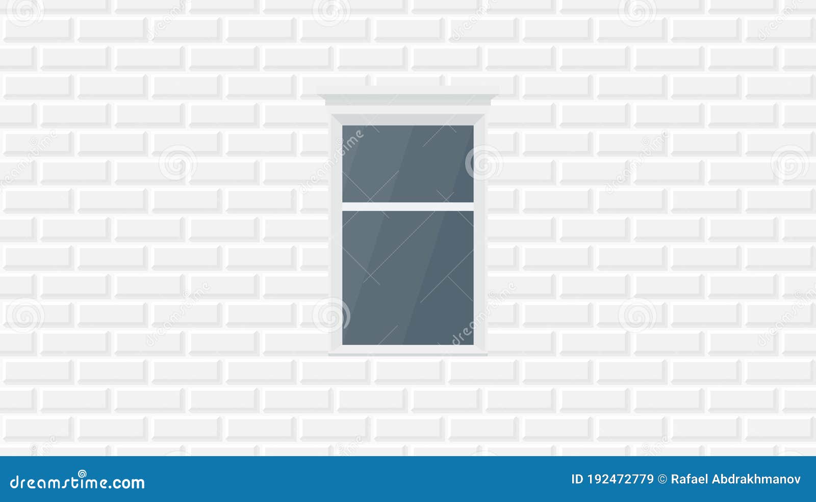 White Bricks Pattern With One Window. Brick Wall Vector Texture. Old ...