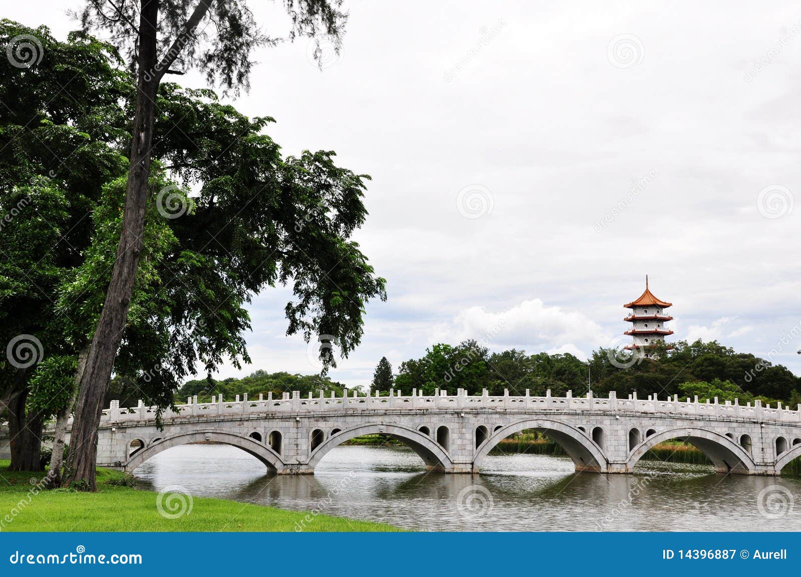 White bridge stock image. Image of artistic, gate, garden - 14396887