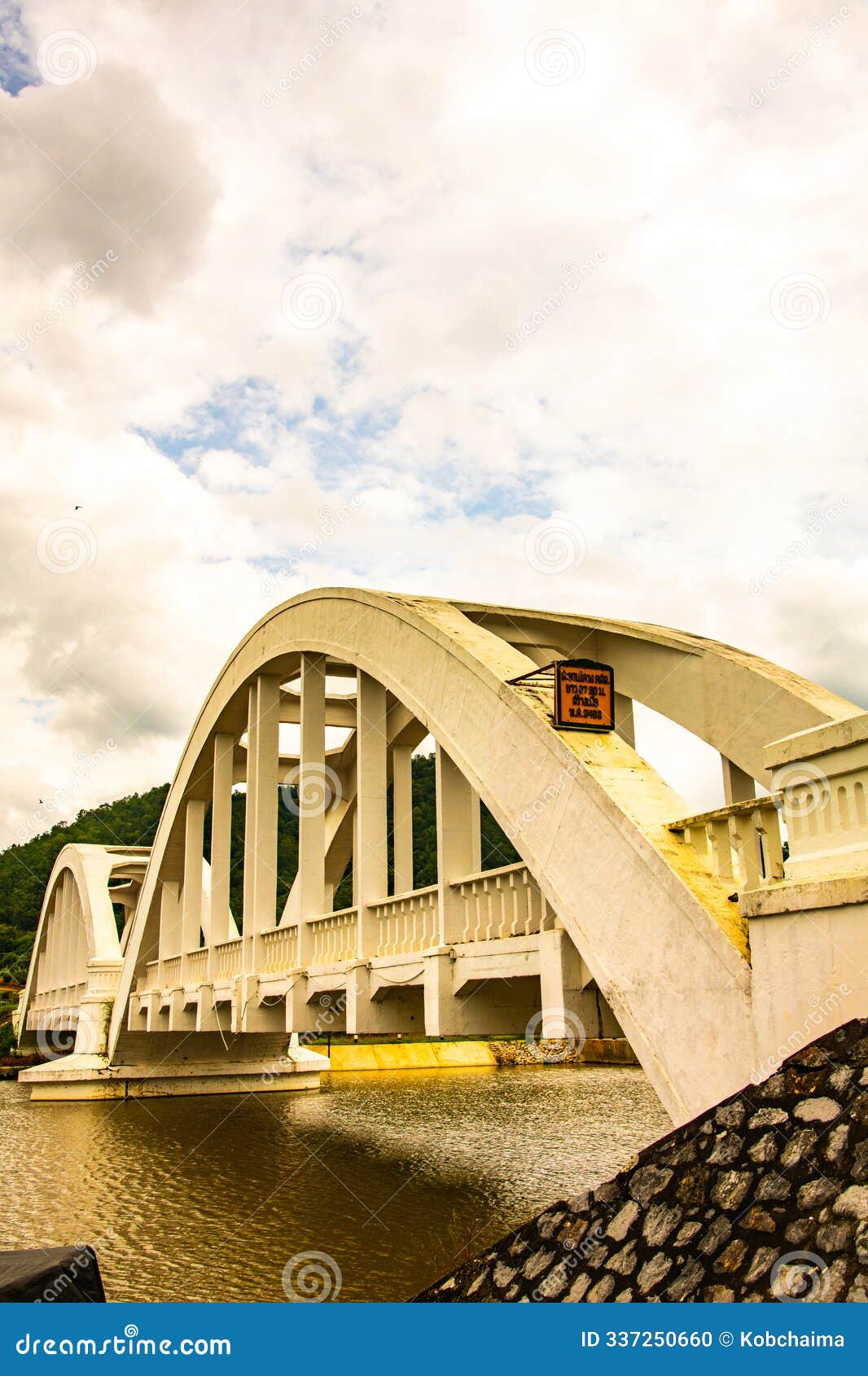 White Bridge Above Mae Tha River Stock Photo - Image of landmark ...