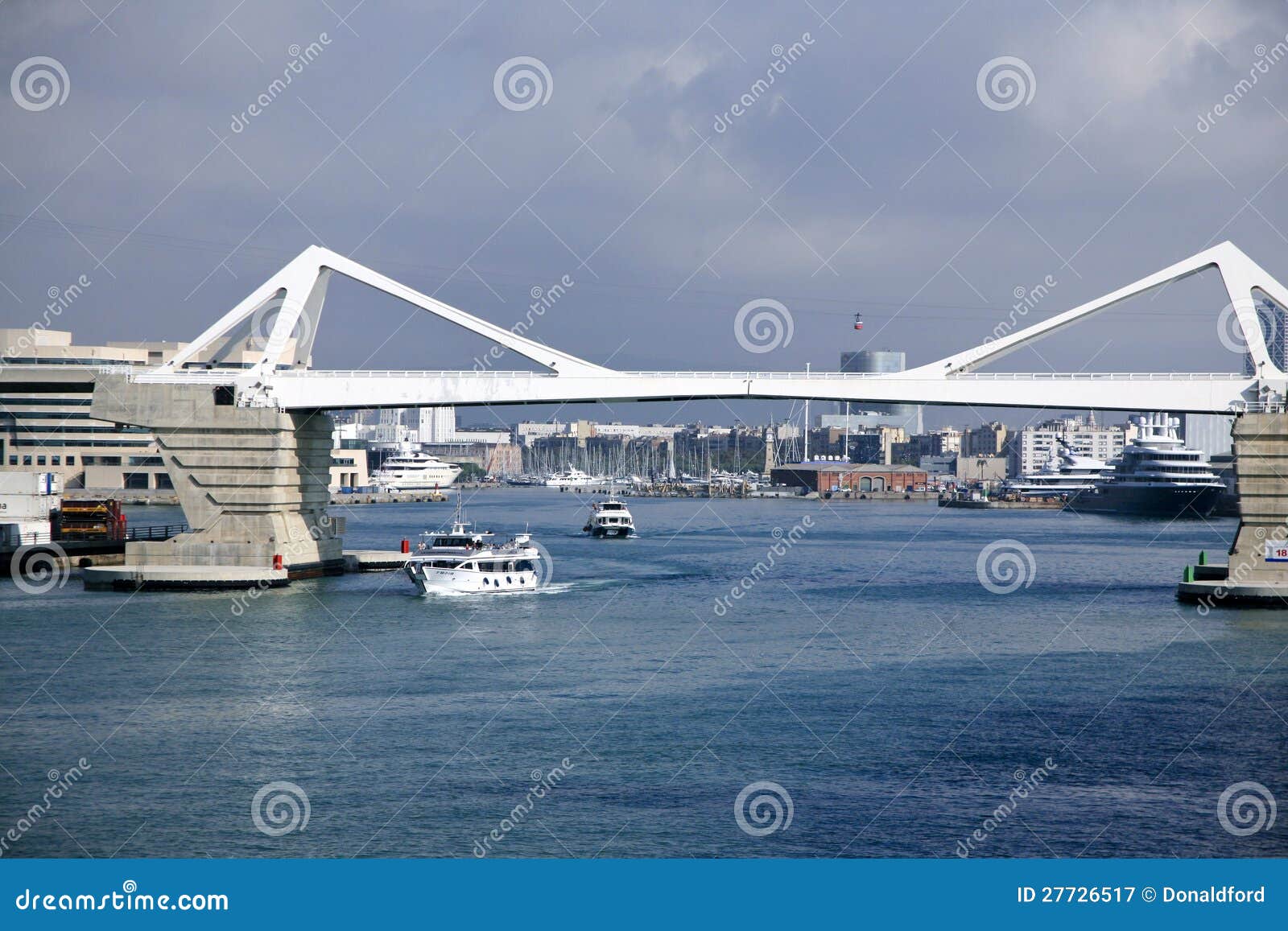 White Bridge, Barcelona, Spain Editorial Photography - Image of boat ...