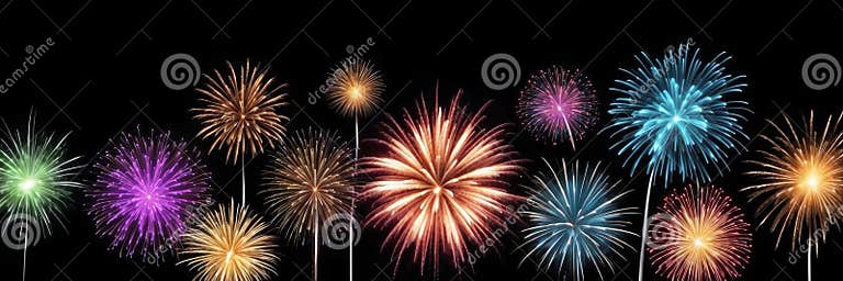 White Bright Celebration Fireworks on Plain Black Sky Ai Generated ...