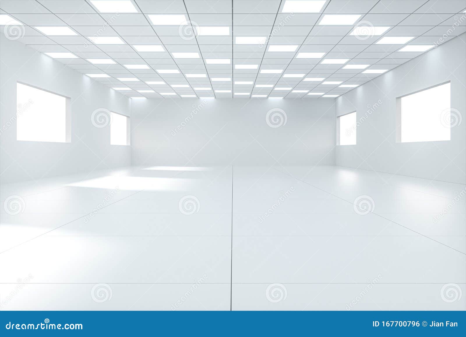 White Bright and Spacious Room, White Background, 3d Rendering Stock ...