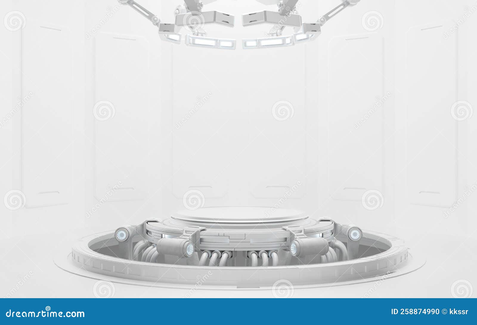 White Bright Theme Sci Fi Pedestal in Scientific Laboratory with ...