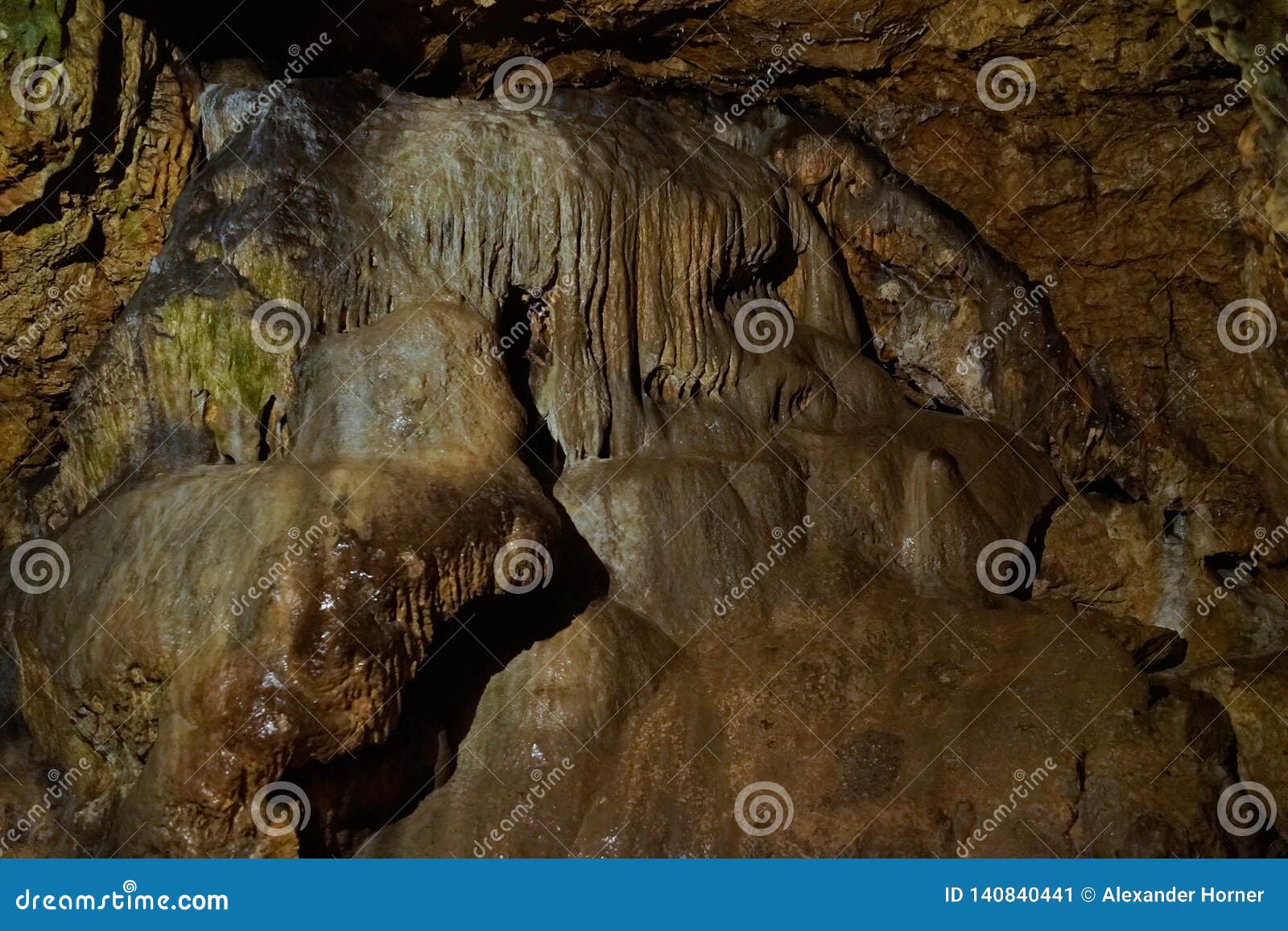 White Broad Stalagmite in Cave Stock Image - Image of deep, adventure ...