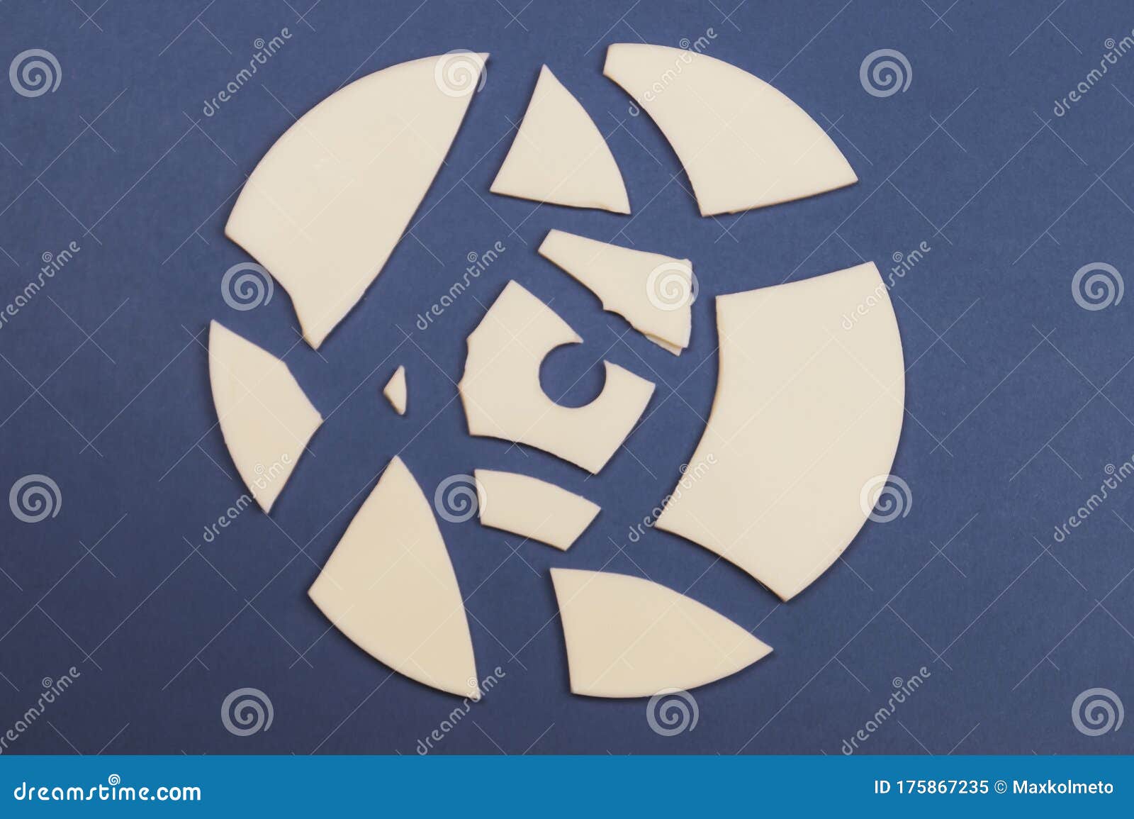 Pieces of Broken Disc on Color Background Stock Image - Image of media ...
