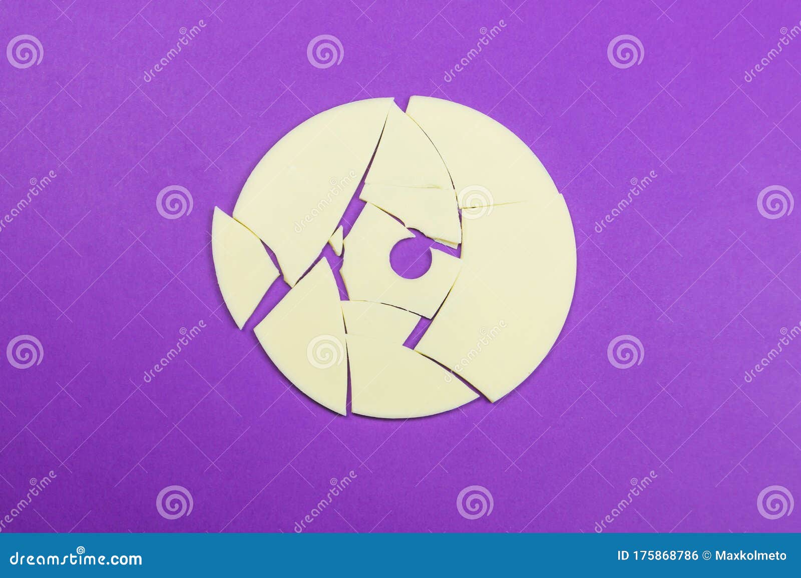 Pieces of Broken Disc on Color Background Stock Photo - Image of ...