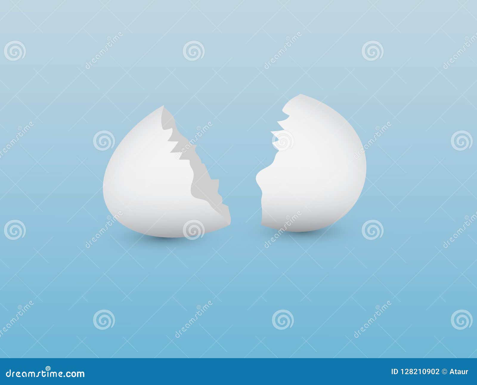 A White Broken Eggshell on Blue Background Stock Vector - Illustration ...
