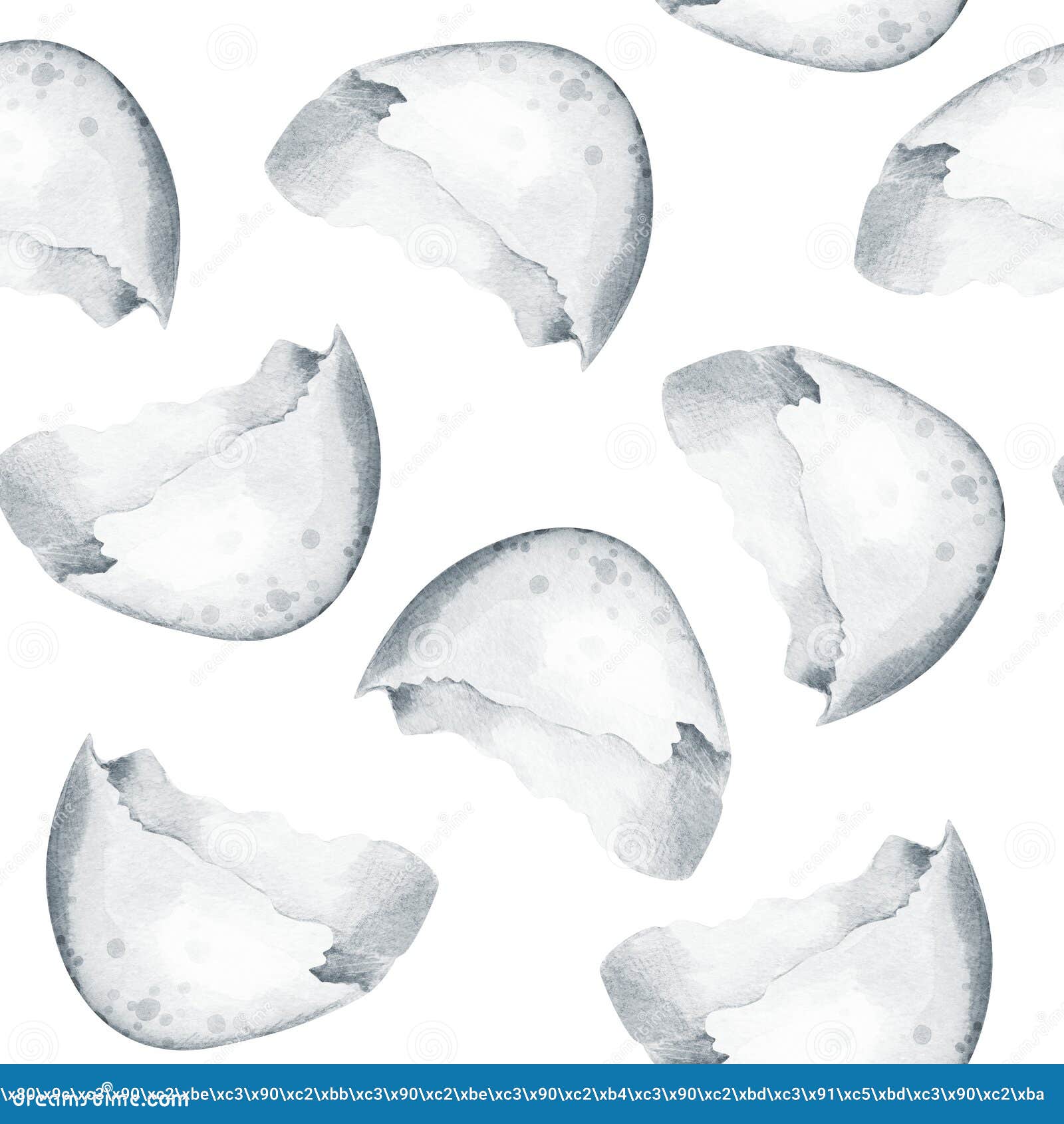 White Broken Eggshell Seamless Watercolor Pattern Stock Illustration ...