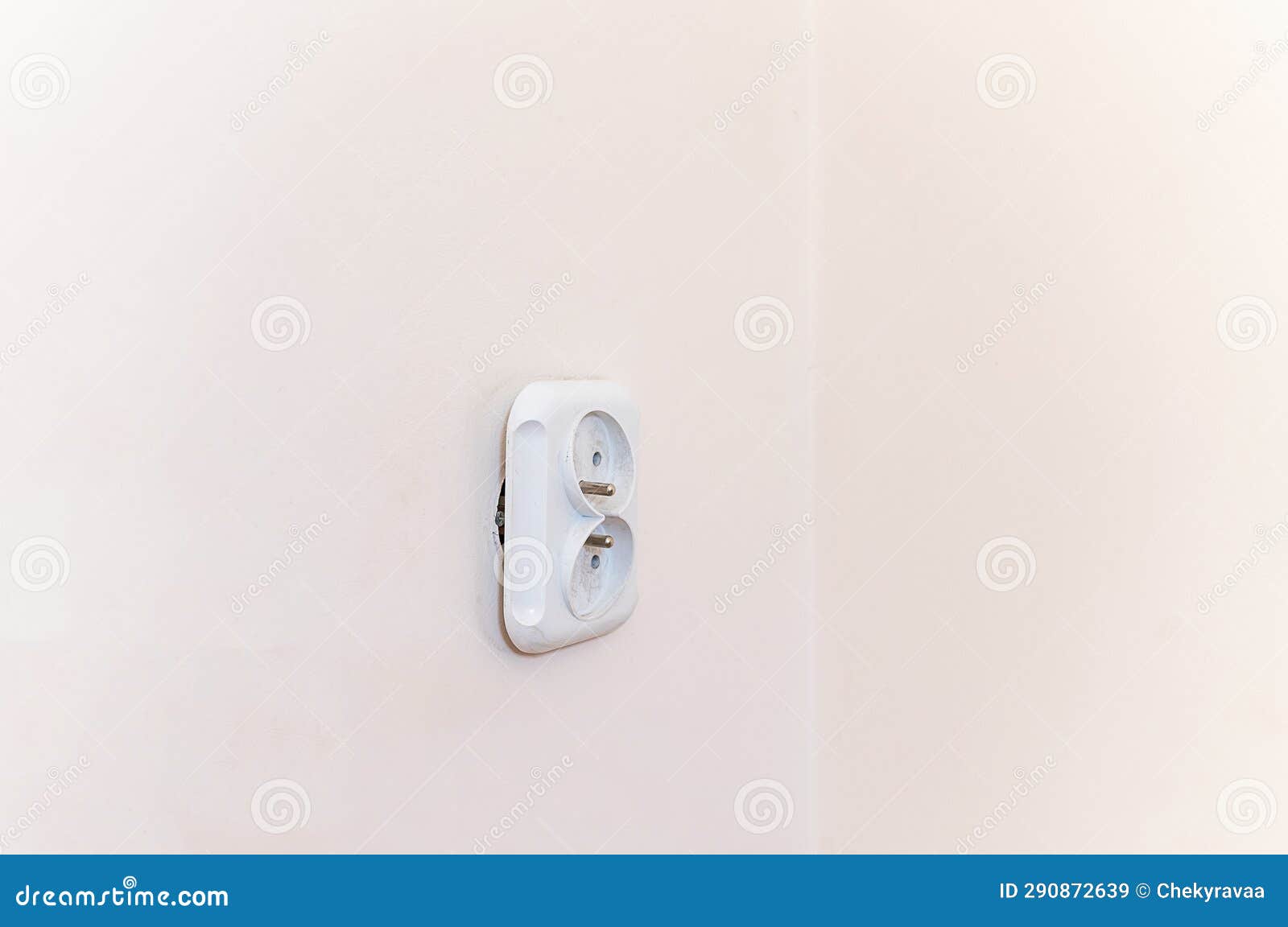 White Broken Electrical Socket Fell Out of the Wall. the Socket is Torn ...