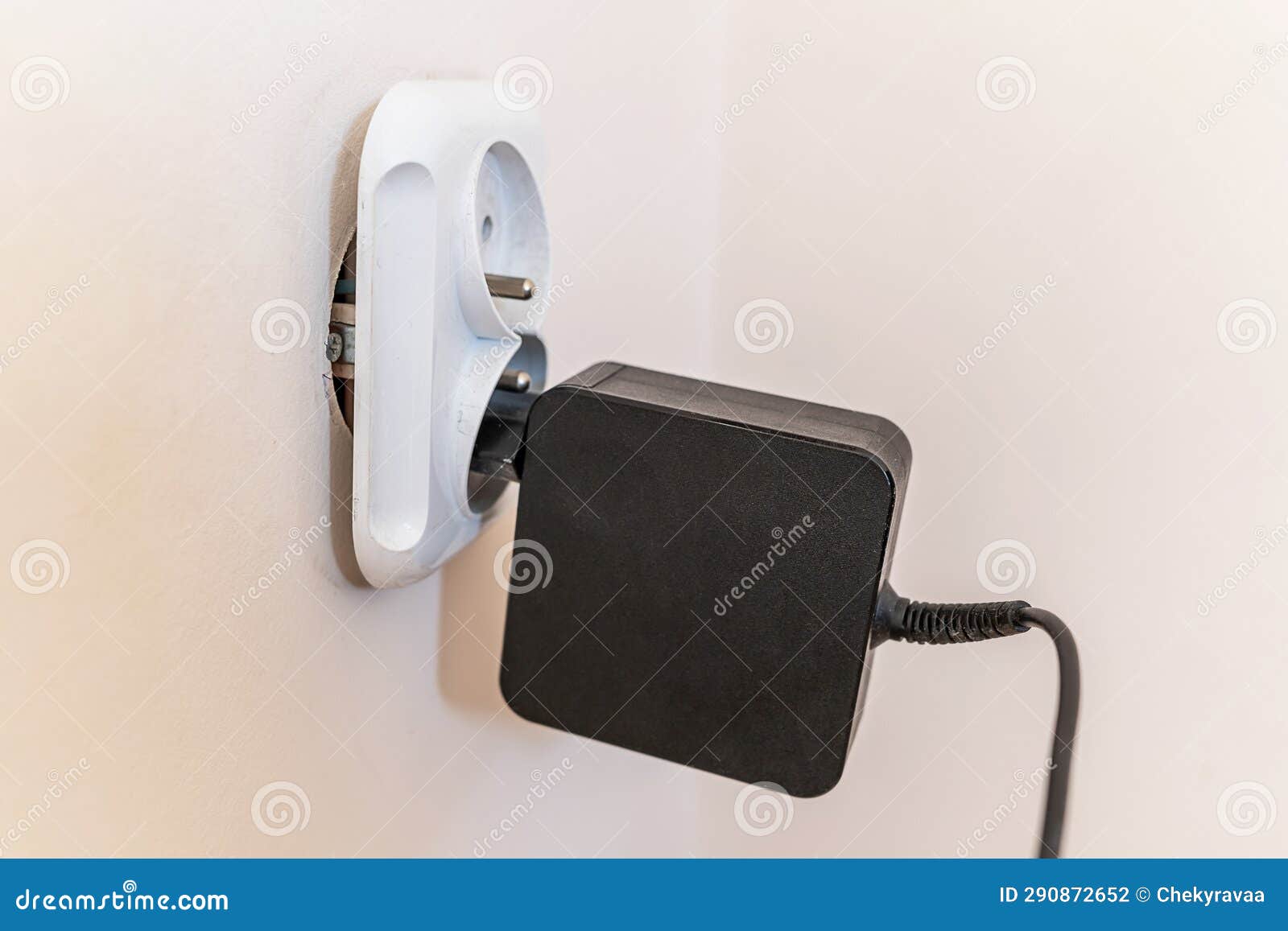 White Broken Electrical Socket Fell Out of the Wall. the Socket is Torn ...