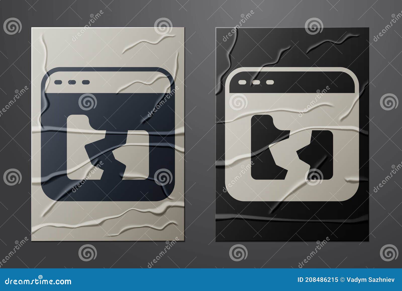 White Broken File Icon Isolated on Crumpled Paper Background. Paper Art ...