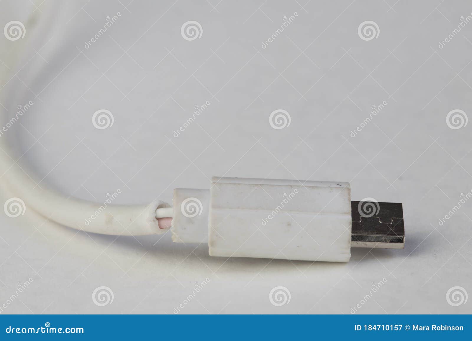 White Broken Micro USB Cable on a White Background Stock Image - Image ...