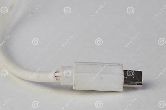 White Broken Micro USB Cable on a White Background Stock Image - Image ...