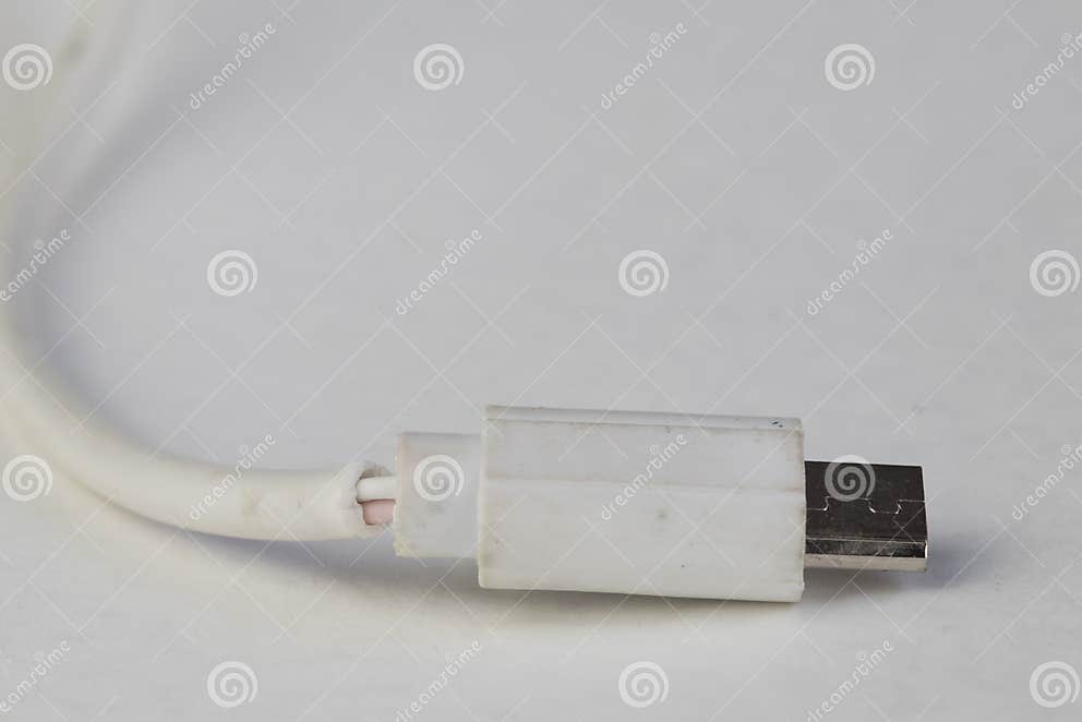 White Broken Micro USB Cable on a White Background Stock Image - Image ...