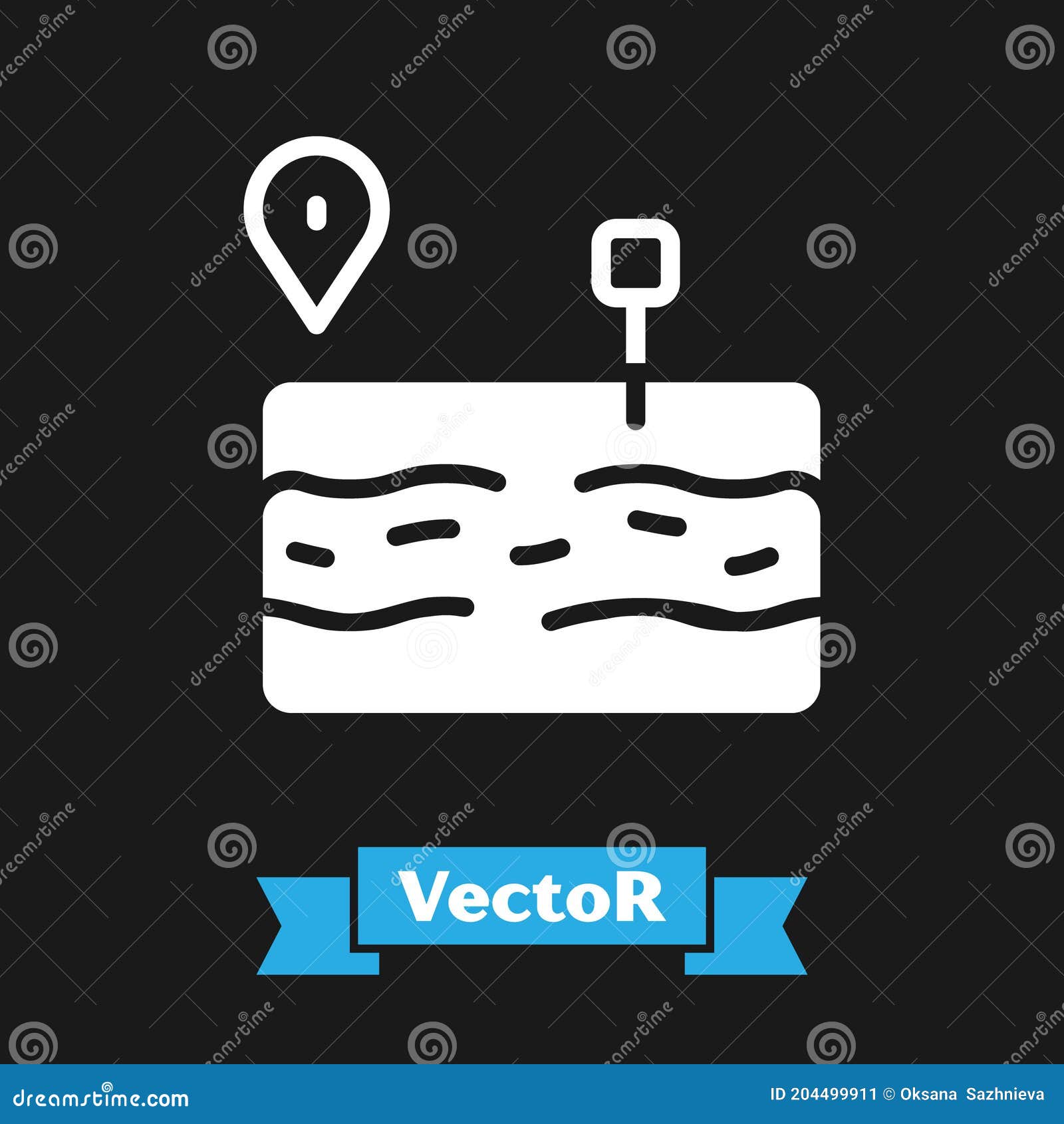 White Broken Road Icon Isolated on Black Background. Vector Stock ...