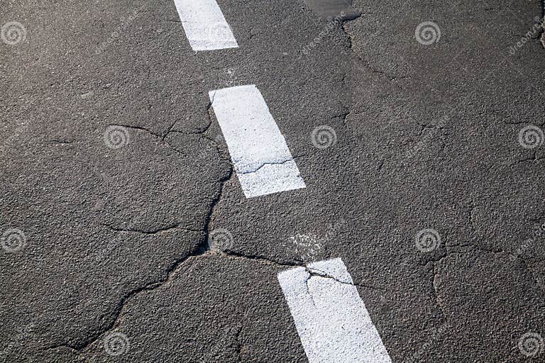 White Broken Road Marking Line Stock Image - Image of lane, concrete ...