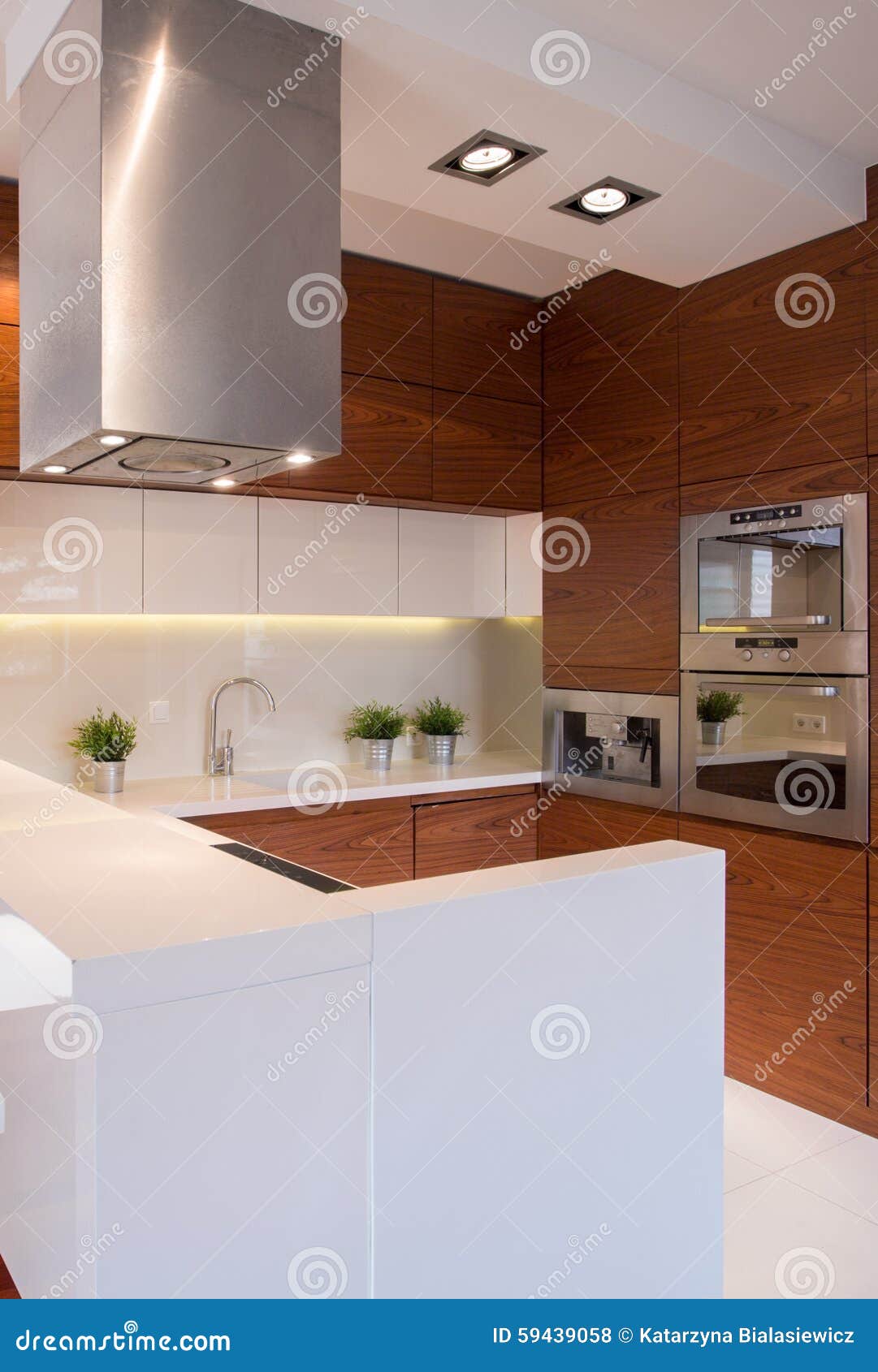 White and brown kitchen stock photo. Image of elegant - 59439058