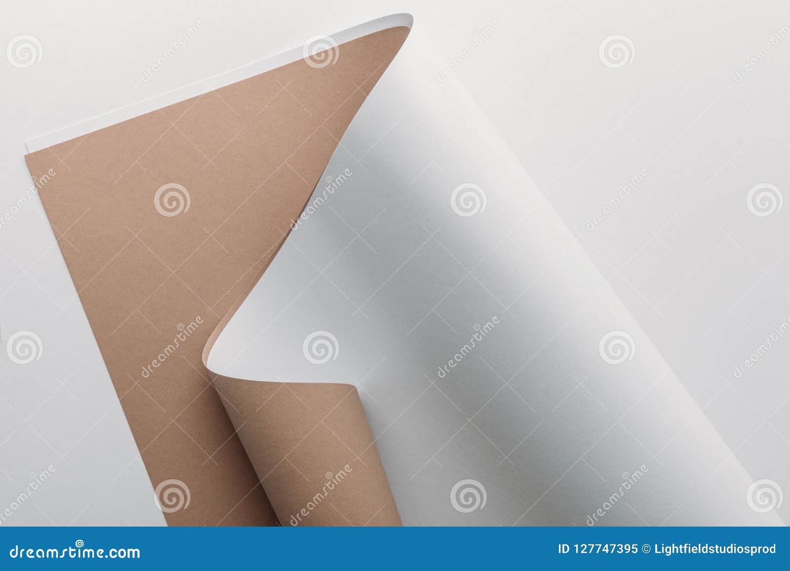 White and Brown Paper Sheets on Grey Background Stock Image - Image of ...