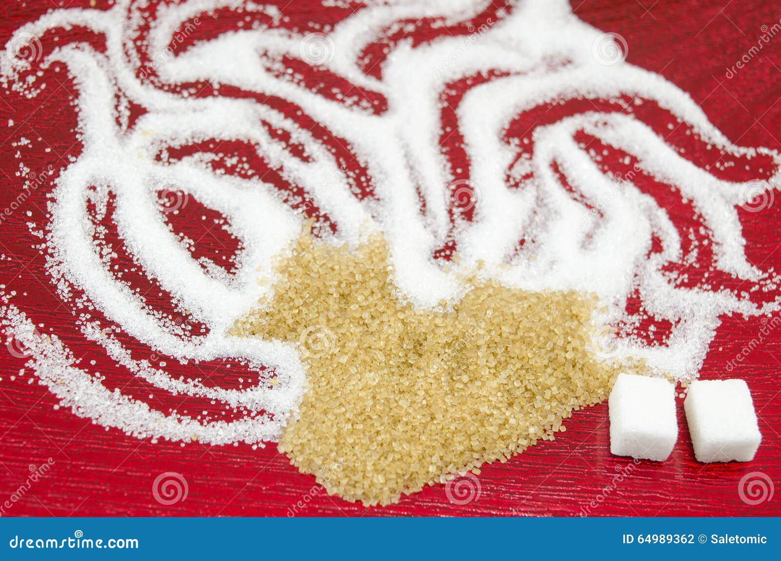 White and Brown Sugar on Red Background Stock Photo - Image of healthy ...