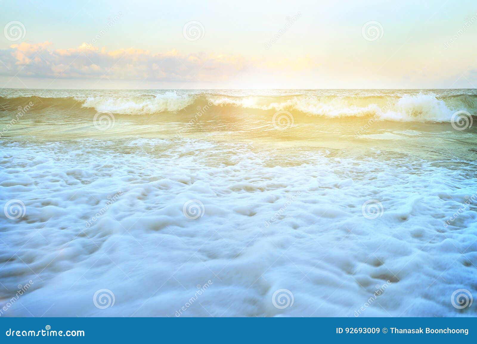 White Bubbles Created On The Beach By Ocean Waves On Seashore Foam ...