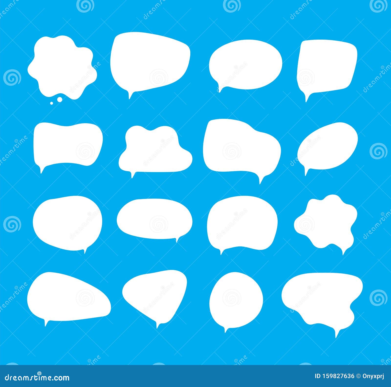 White Bubbles Talk. Speech Bubbles Different Shapes on Blue Background ...