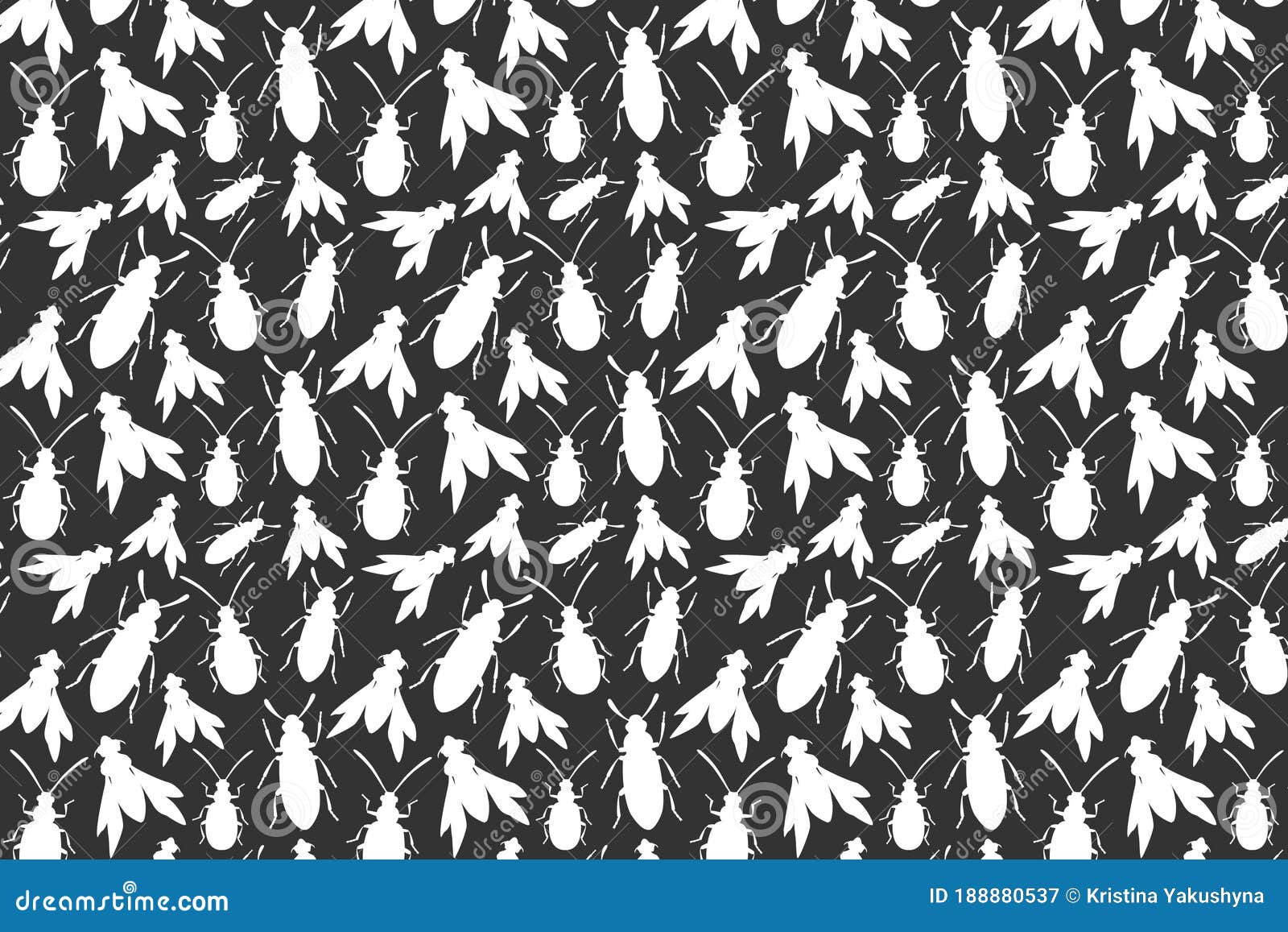White Bug Shape. White Insects Shapes Pattern on a Black Background ...