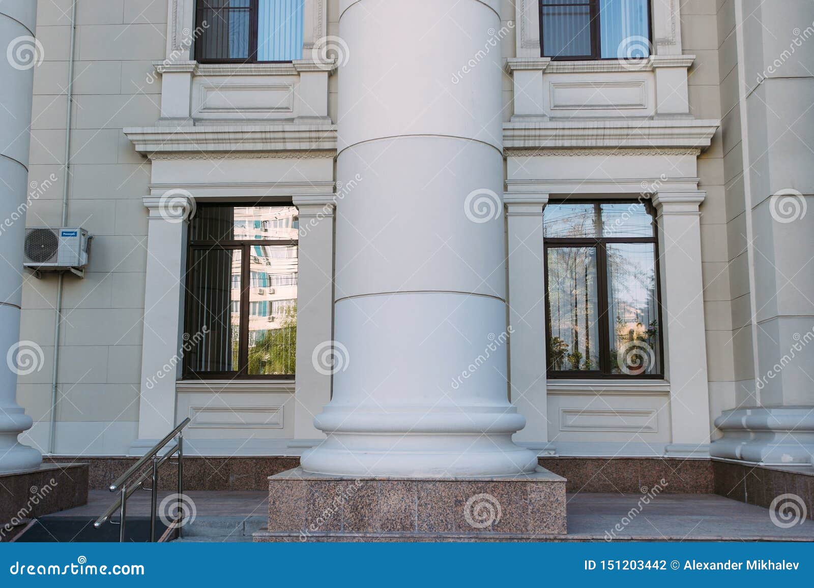The Building Column between Two Windows Stock Photo - Image of classic ...