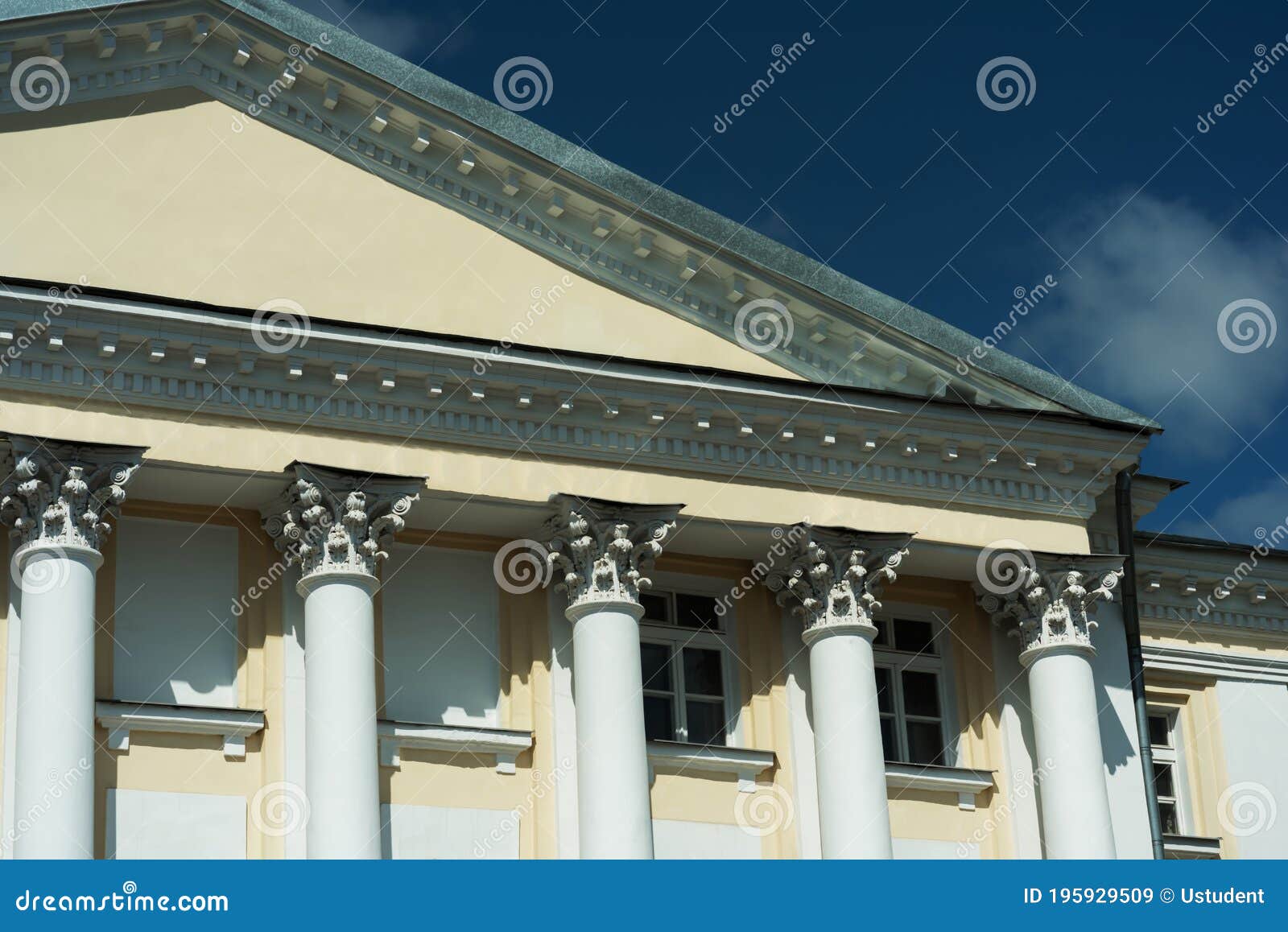 White Building with Columns in the Classical Style Stock Image - Image ...