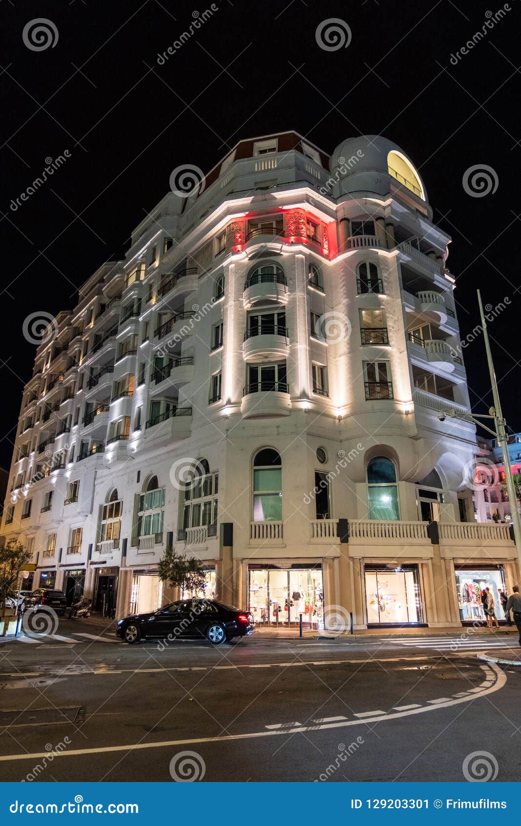 White Building Iluminated by Lights Stock Image - Image of historic ...