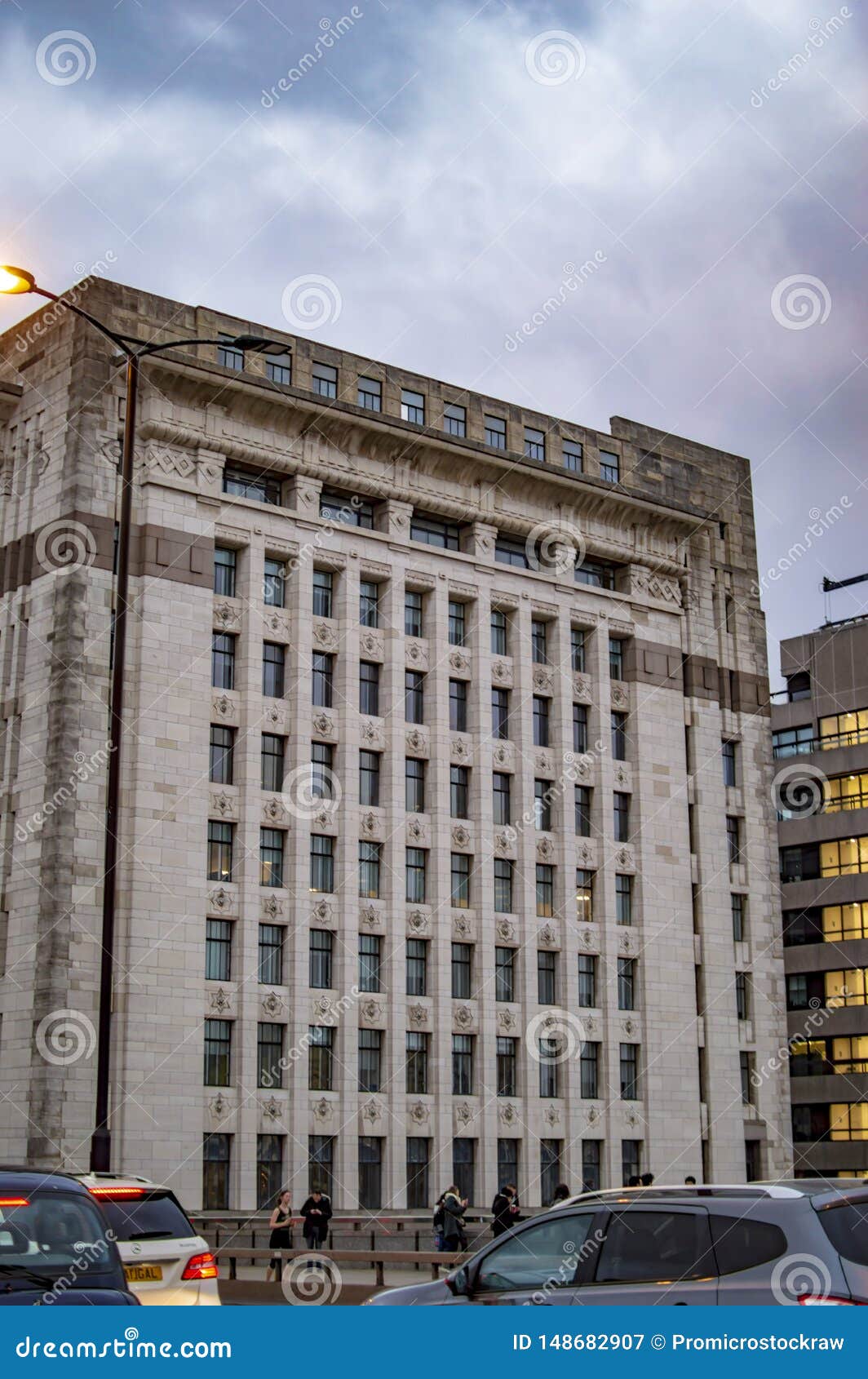 White Building in London with Dark Clouds in Sky Editorial Photography ...