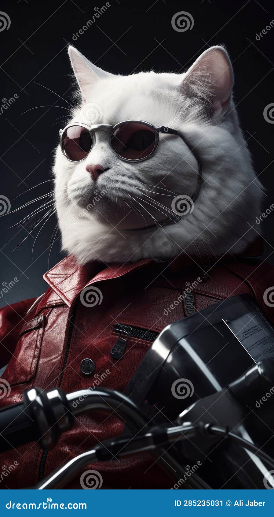White Bulky Cat Sitting on a Motorcycle , Ai, Ai Generative ...