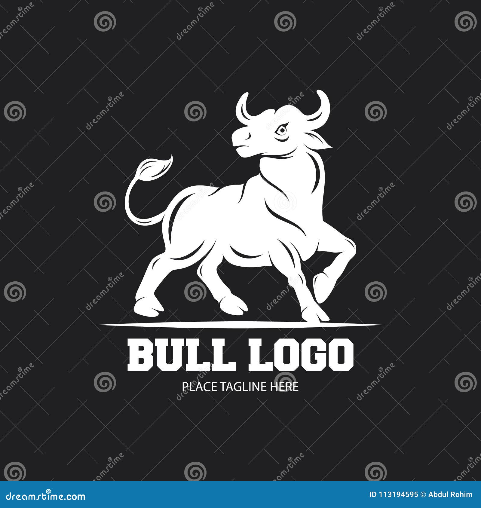 White Bull Icon on a Black Background Stock Vector - Illustration of ...