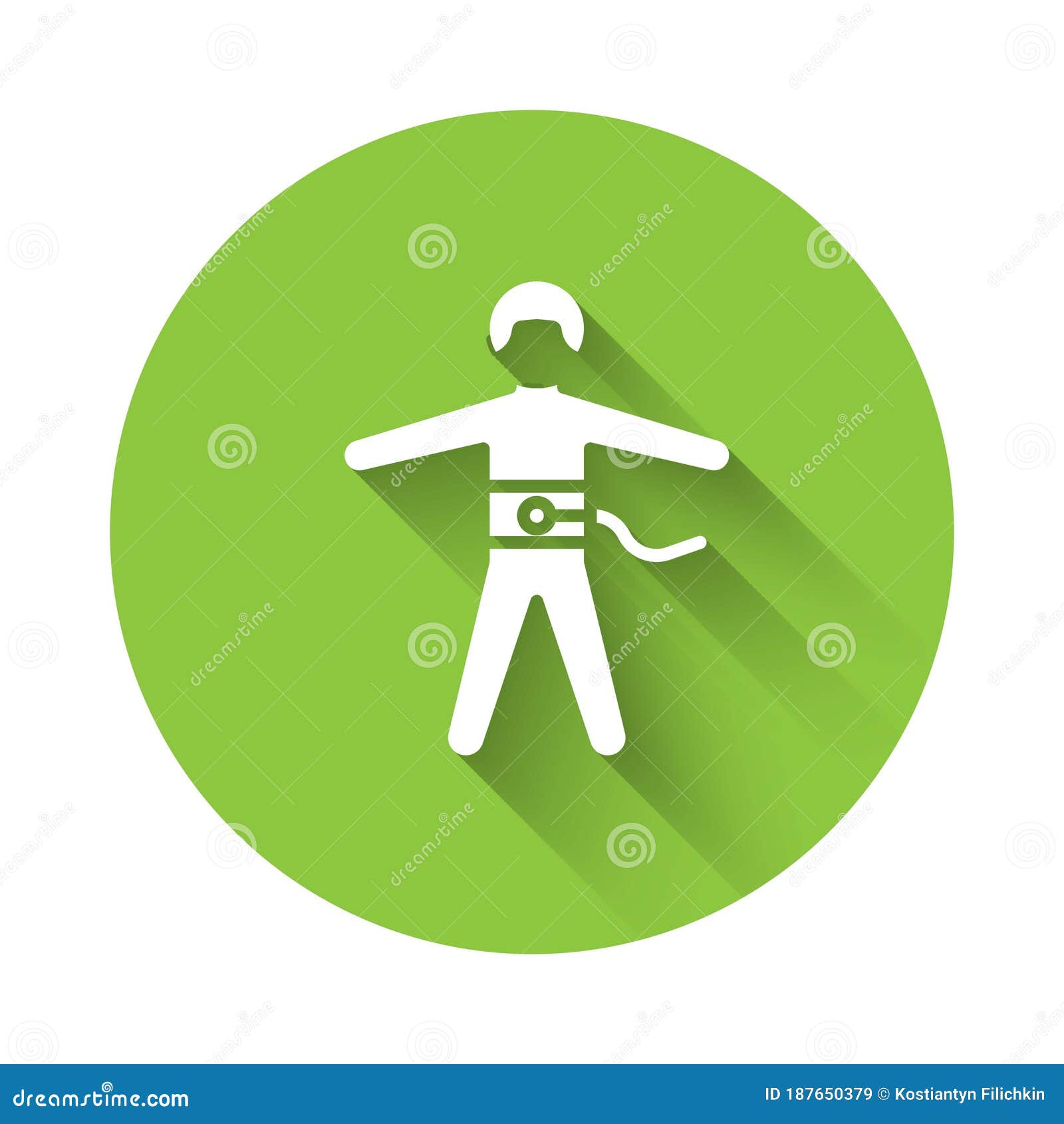 White Bungee Jumping Icon Isolated with Long Shadow. Green Circle ...