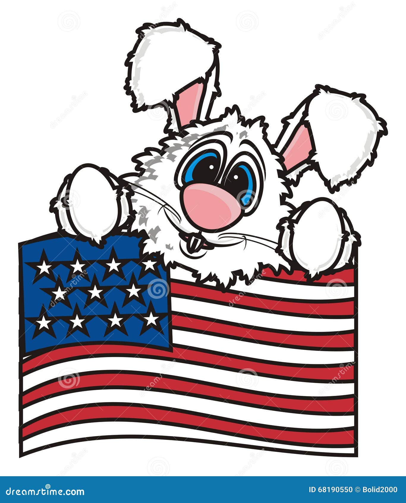 White Bunny Holding an American Flag Stock Illustration - Illustration ...