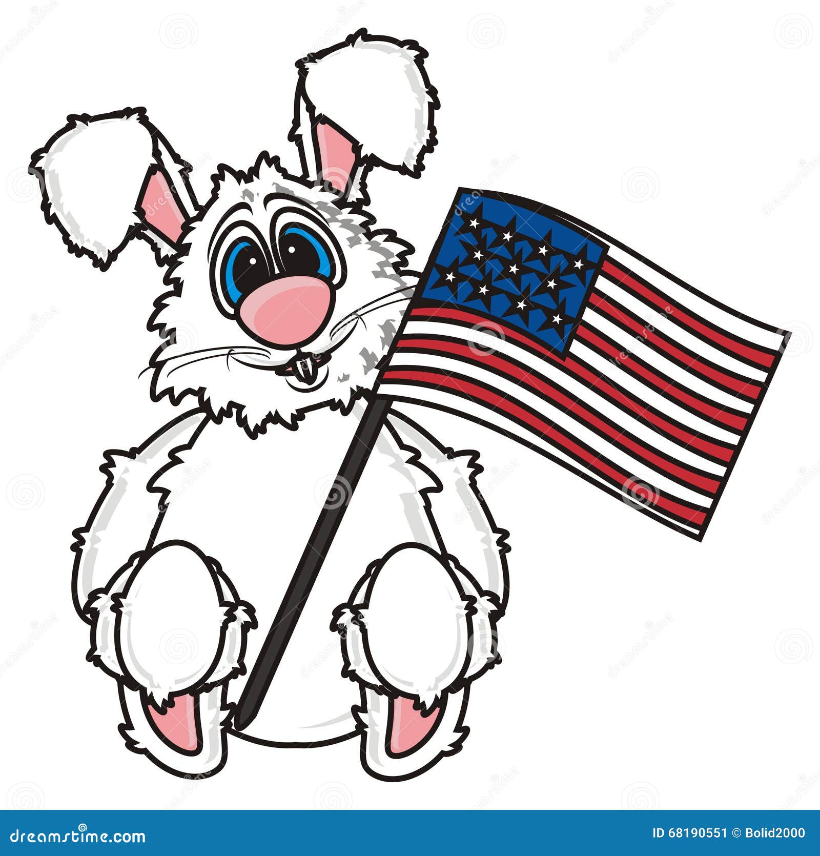 White Bunny Holding an American Flag Stock Illustration - Illustration ...