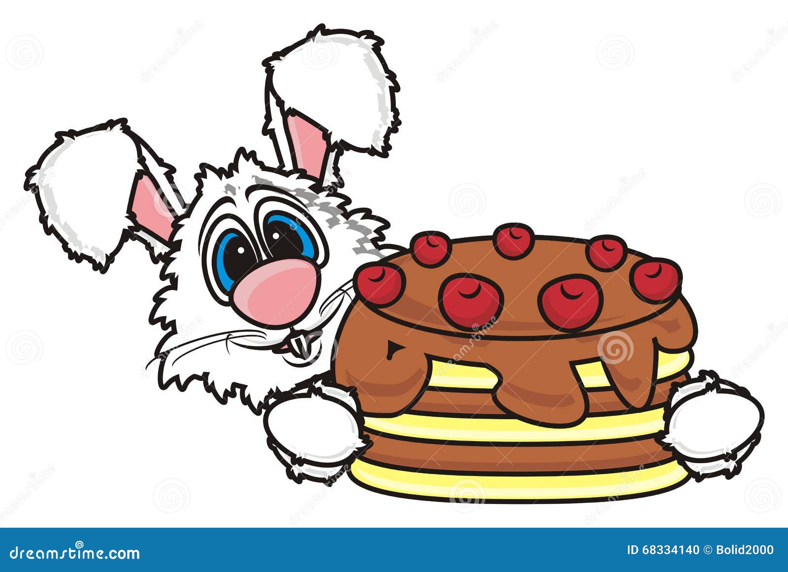 White Bunny Holding Chocolate Cake Stock Illustrations – 10 White Bunny ...